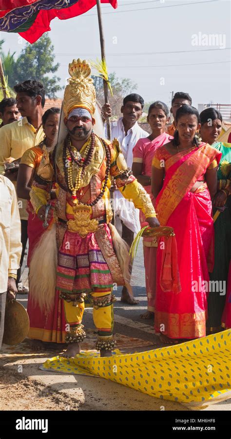 Karnataka India March 4 2018 Leaders Of A Village Procession