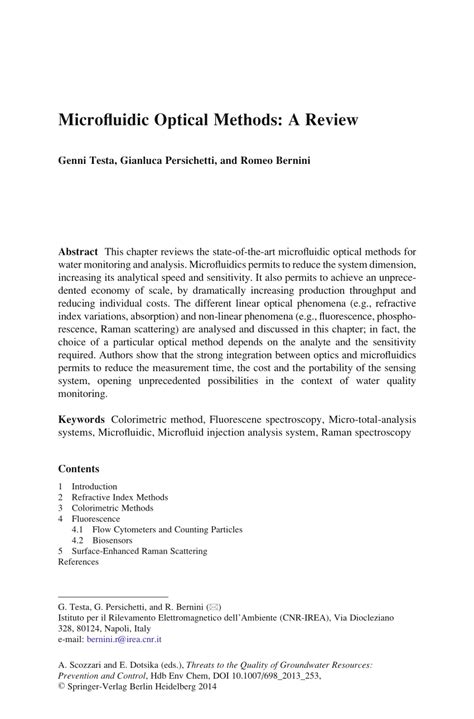 Pdf Microfluidic Optical Methods A Review