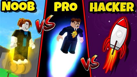 noob vs pro vs hacker rocket simulator version roblox youtube