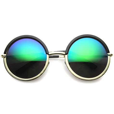 Round Metal Half Frame Revo Lens Sunglasses Zerouv