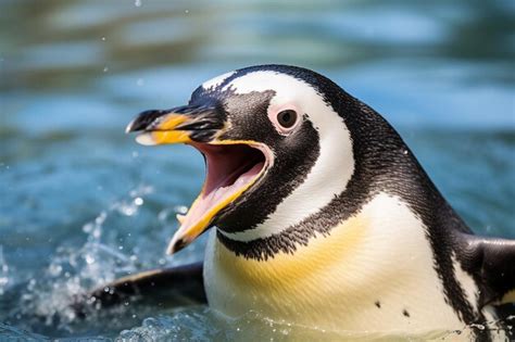 Premium Photo A Penguin With An Open Mouth That Is Open