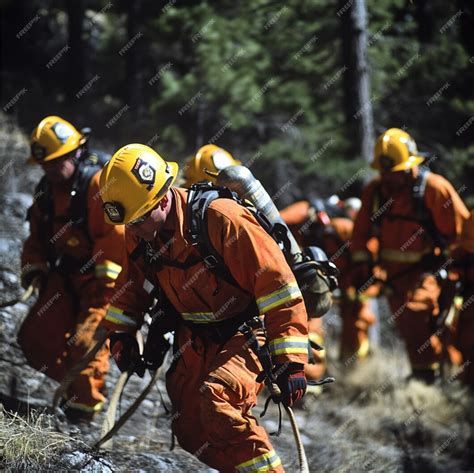 Firefighters Practicing Search And Rescue Techniques In A Drill