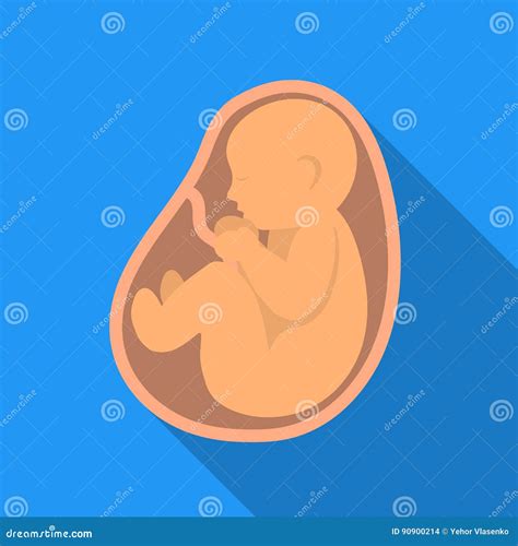 Fetus Icon In Flat Style Isolated On White Background Pregnancy Symbol Stock Vector