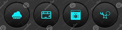 Set Web Development Keyboard System Bug And Debugging Icon Vector