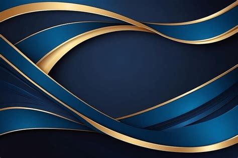Premium Photo Banner Web Template Abstract Blue And Golden Wave