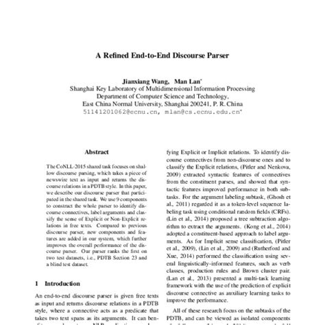 A Refined End To End Discourse Parser Acl Anthology