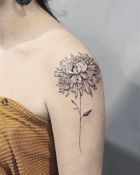 Chrysanthemum Tattoo Black And White