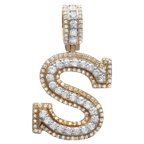 Round Cut Diamond S Letter Initial Pendant 14k Yellow Gold 093cttw