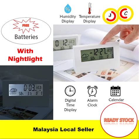 Digital Lcd Multifunctional Alarmclock With Weather Temperature Humidity Calendar Jam Loceng