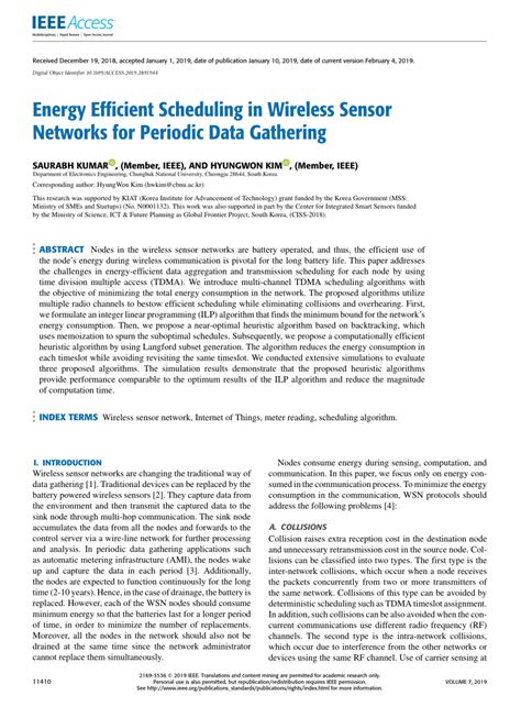 Pdf Energy Efficient Scheduling In Wireless Sensor Networks For Periodic Data Gathering