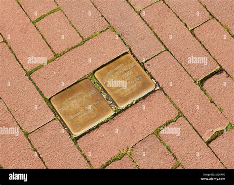 Brass Plaques Commemorating Jews That Died In World War Two Amsterdam