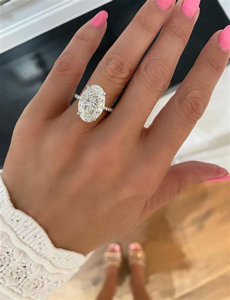 6 Carat Oval Diamond Engagement Ring Lab Grown Diamond With Hidden Halo