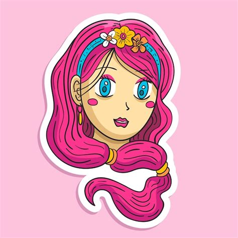 Premium Vector Cute Pink Princess Girl Head