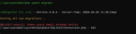 Bug Php Spark Migrate Throws Wrongful CodeIgniter Database Exceptions DatabaseException Unable