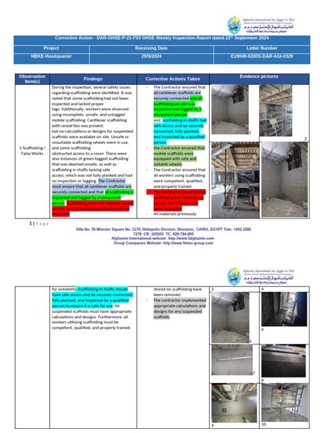 Corrective Action Letter 329 Pdf Hygiene Safety