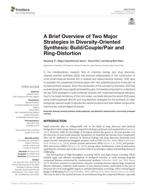 Pdf A Brief Overview Of Two Major Strategies In Diversity Oriented Synthesis Buildcouple