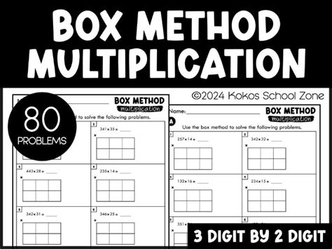 Box Method Multiplication Worksheets 3 Digit By 2 Digit Multiplication
