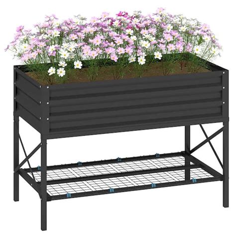 Outsunny Galvanized Raised Garden Bed Metal Planter Box With Legs