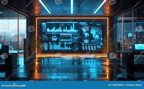 ai driven data analytics dashboard in modern office space illuminating