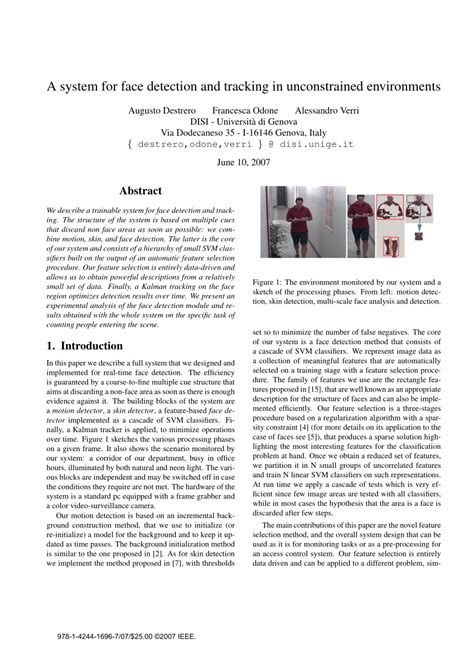 Pdf A System For Face Detection And Tracking In Unconstrained Environments