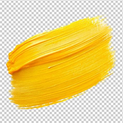 Желтый штрих краски изолированный на прозрачном фоне Премиум Psd
