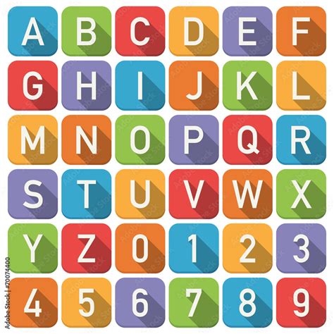 Clipart Set Of Square Vector Bright Color Alphabet Icons Isolated On