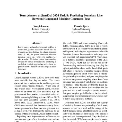 Team Jelarson At Semeval 2024 Task 8 Predicting Boundary Line Between Human And Machine