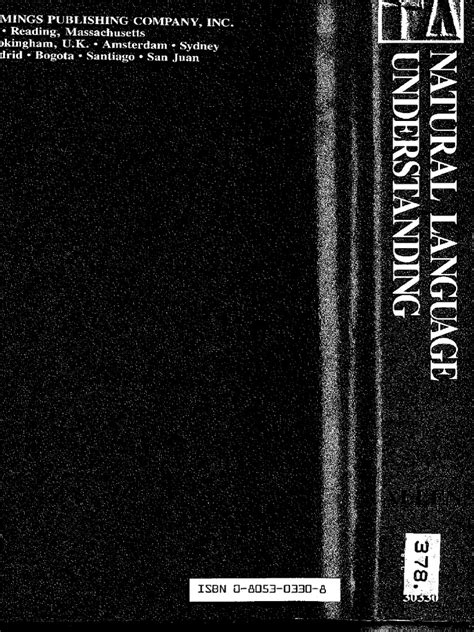 Benjamin Cummings Series In Computer Science James Allen Natural Language Understanding