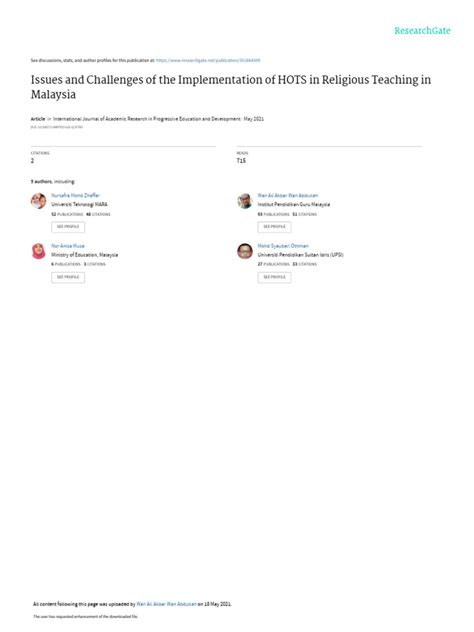 Issues And Challenges Of The Implementation Of Hots In Religious