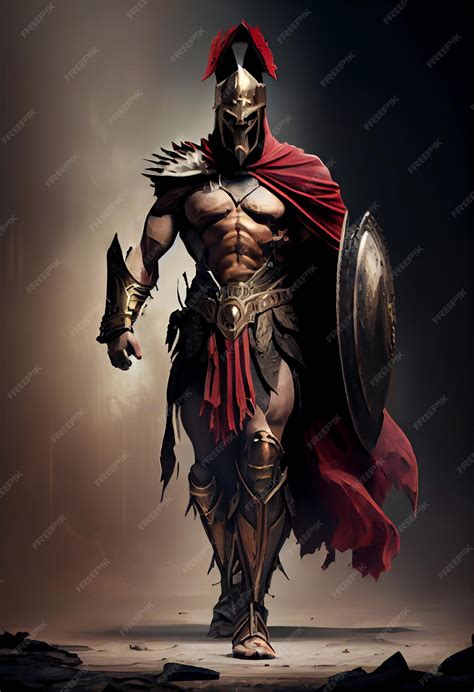 Premium Photo | A warrior with a shield and a shield on his chest ...