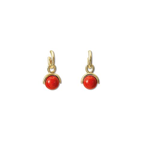 Stirrup Earrings Drops Yellow Gold Coral Cassandra Goad