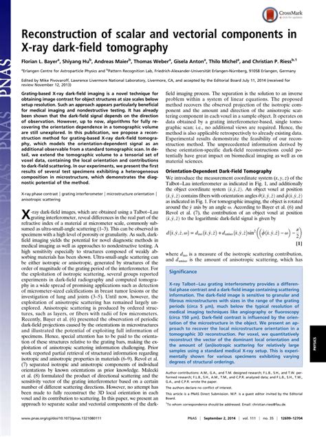 Pdf Reconstruction Of Scalar And Vectorial Components In X Ray Dark