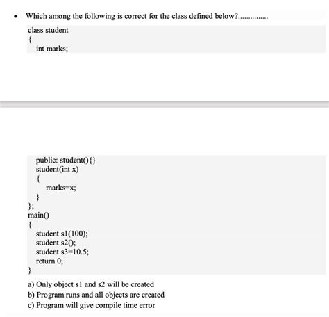 Solved Which Syntax For Class Definition Is Chegg Com