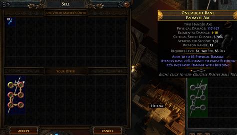 selling weapons with a tree breaks vendor recipes r pathofexile
