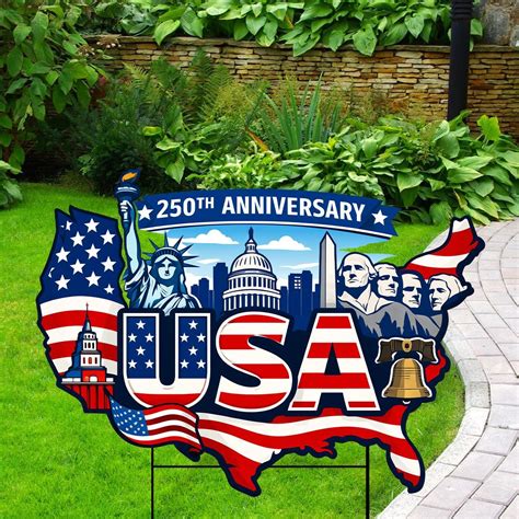 America 250th Anniversary Yard Sign Cutout 1776 2026 Patriotic Garden