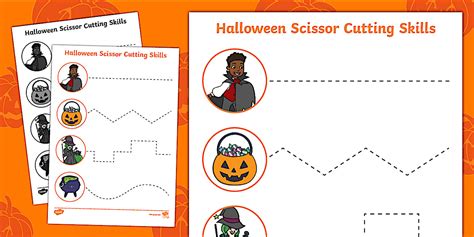 Halloween Scissor Cutting Skills Worksheet