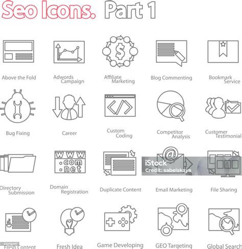 Seo 아이콘 세트 부품 1 꺾은선형 디자인식 현대적이다 벡터 일러스트레이션 0명에 대한 스톡 벡터 아트 및 기타 이미지 0명 개발 글로벌 비즈니스 Istock