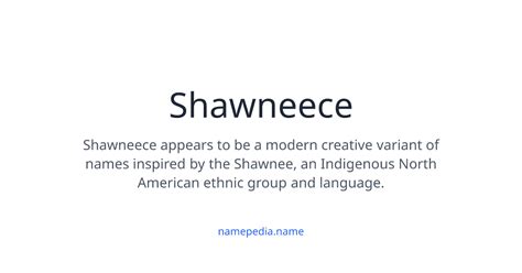Shawneece Meaning Origin Nicknames And Popularity Namepedia