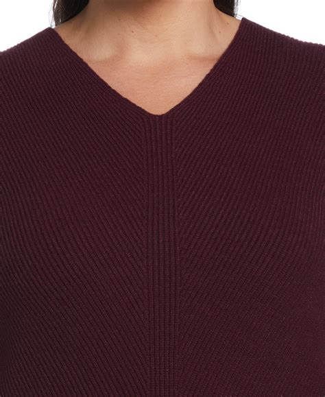 Womens Ribbed V Neck Sweater Rafaella