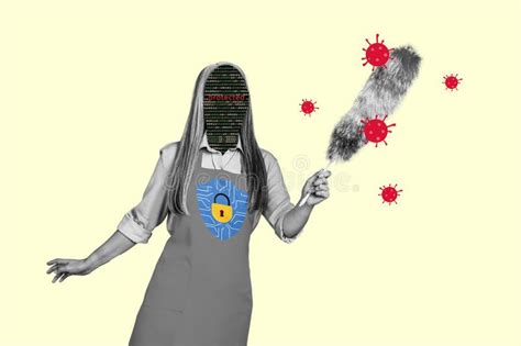 Creative Trend Collage Of Housecleaning Female Antivirus Cleaning Lady