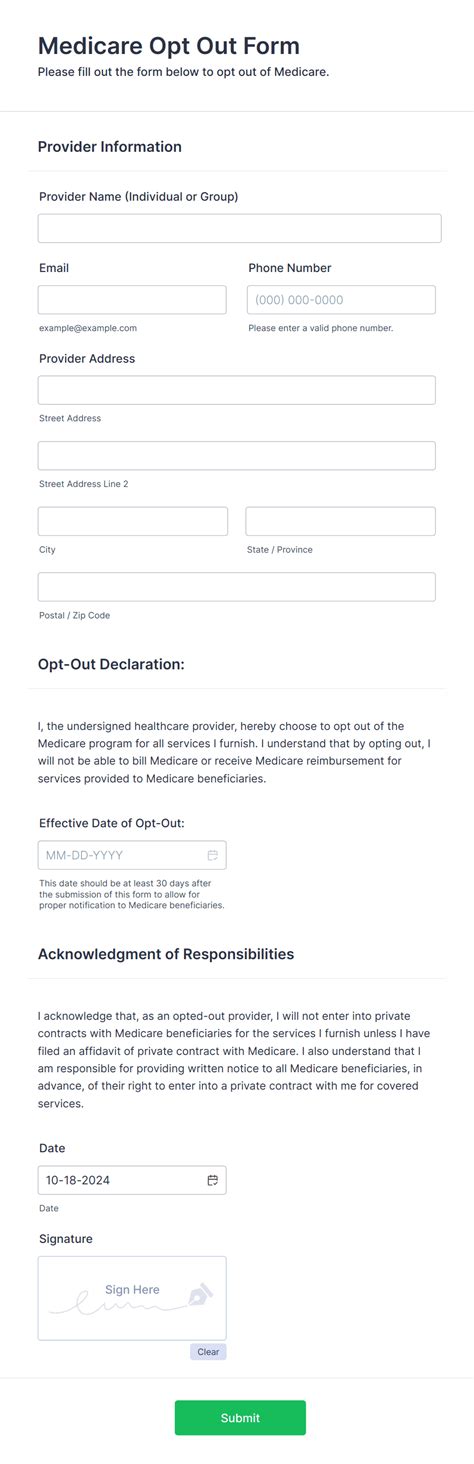 Medicare Opt Out Form Template Jotform