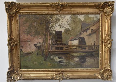 Paul Lecomte Paul Lecomte 1842 1920 The Watermill Signed Oil