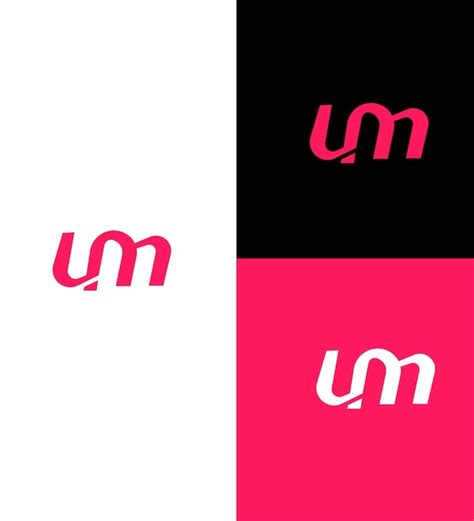 Um Mu 문자 로고 정체성 표시 기호 템플릿 프리미엄 벡터