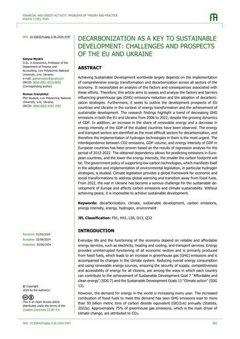 Pdf Decarbonization As A Key To Sustainable Development Challenges