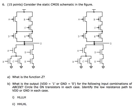 solved 6 15 points consider the static cmos schematic in