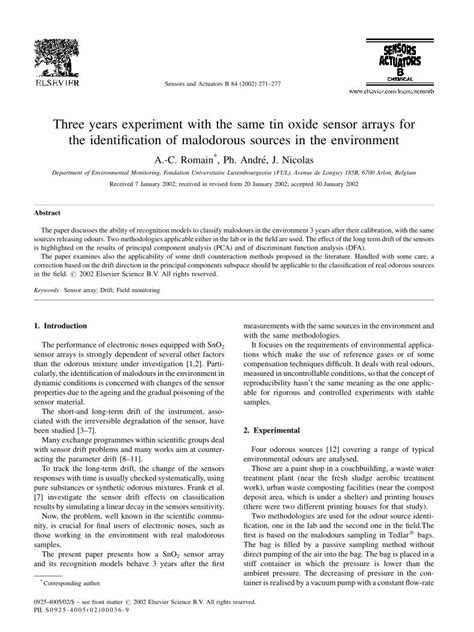 pdf three years experiment with the same tin oxide sensor arrays for