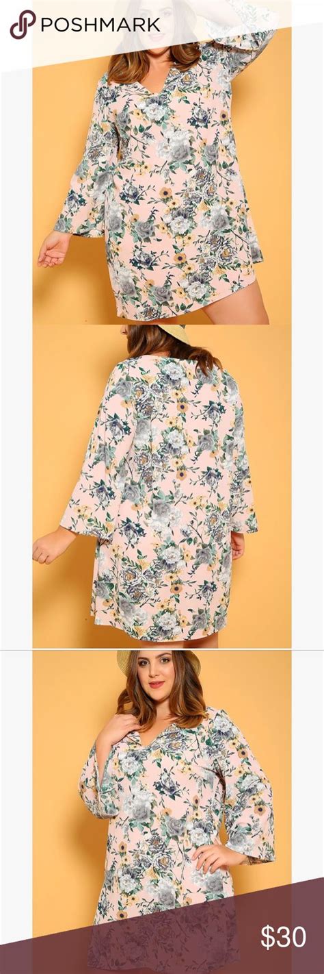 Long Sleeve Floral Plus Size Dress Floral Plus Size Dresses Clothes