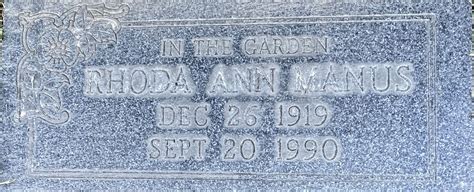 Rhoda Ann Mitchell Manus 1919 1990 Find A Grave Memorial