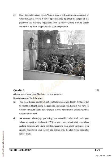 Icse Class 10 English Language Specimen Paper 2024 Pdf