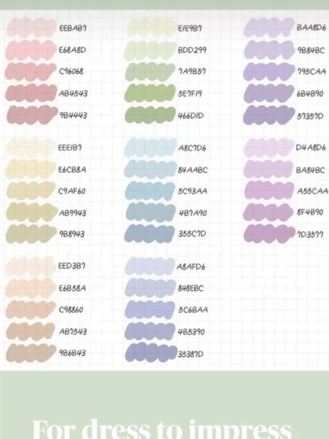 Hex Codes And Color Chart For Goodnotes5